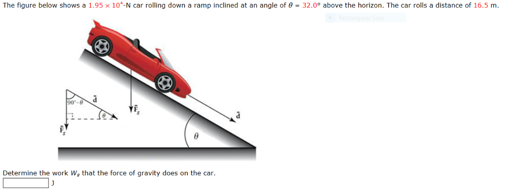 Solved The figure below shows a 1.95 × 104-N car rolling | Chegg.com