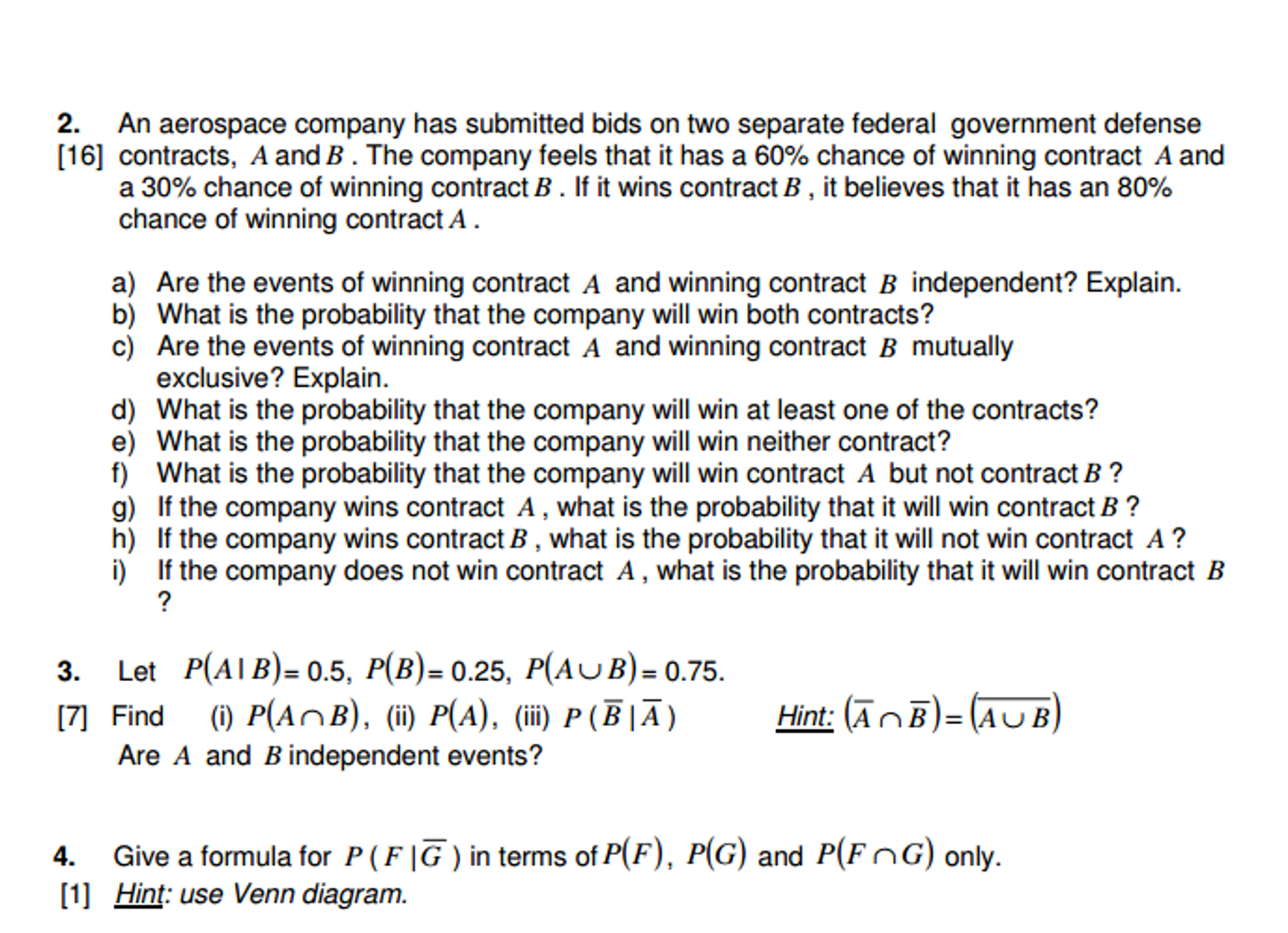 Solved An Aerospace Company Has Submitted Bids On Two Chegg Solved An Aerospace Company Has Submitted Bids On Two Chegg