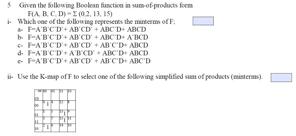 Solved 5 Given The Following Boolean Function In 7524