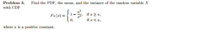 Solved Find the PDF, the mean, and the variance of the | Chegg.com