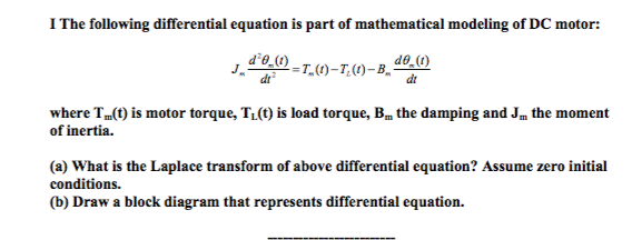 Solved I The following differential equation is part of | Chegg.com