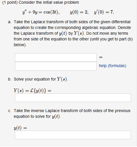 Solved Consider The Initial Value Problem Y 9y