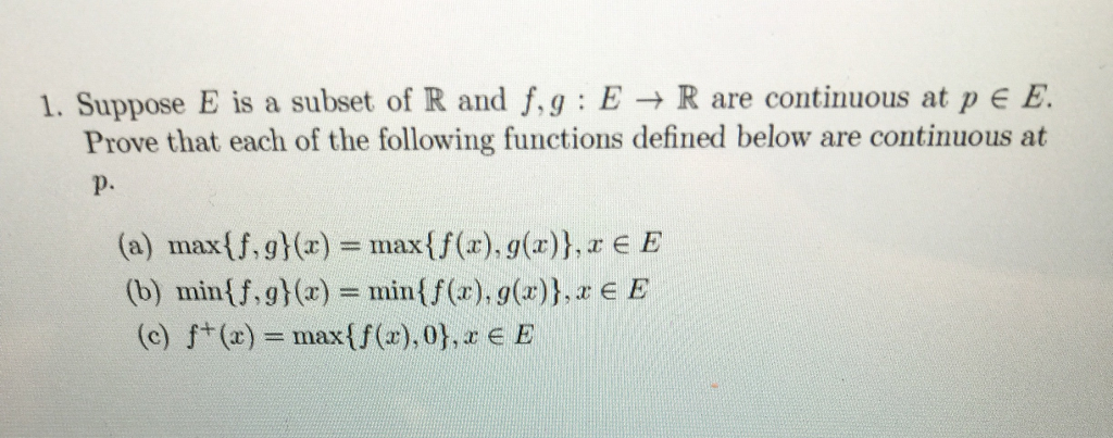 Solved Suppose E is a subset of R and f, g: E rightarrow R | Chegg.com