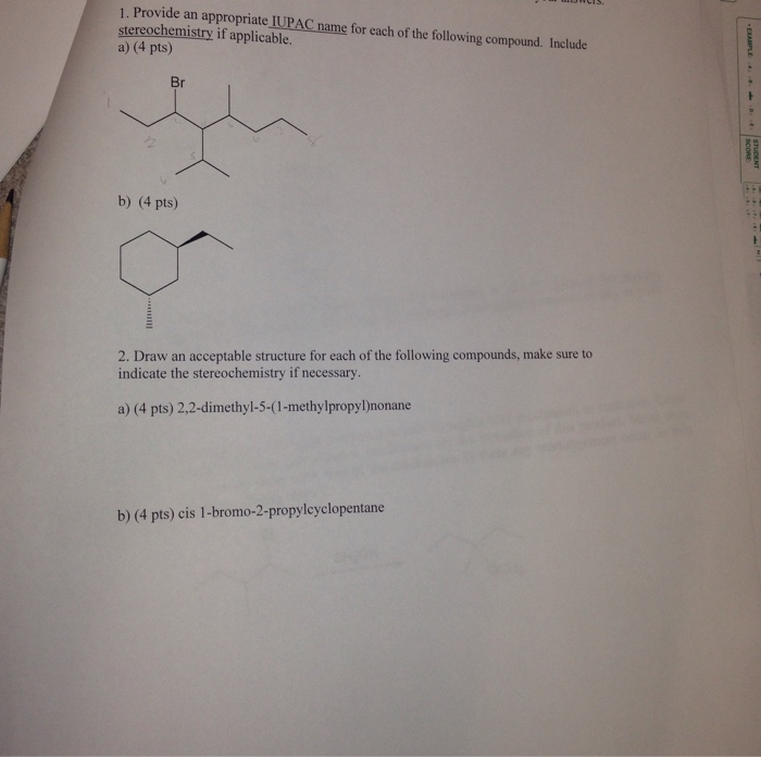 Solved provide IUPAC name for following compound and draw | Chegg.com