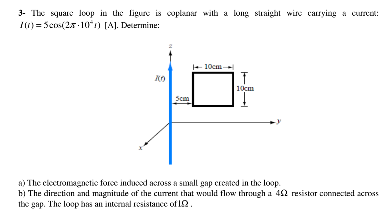 Solved The square loop in the figure is coplanar with a long | Chegg.com