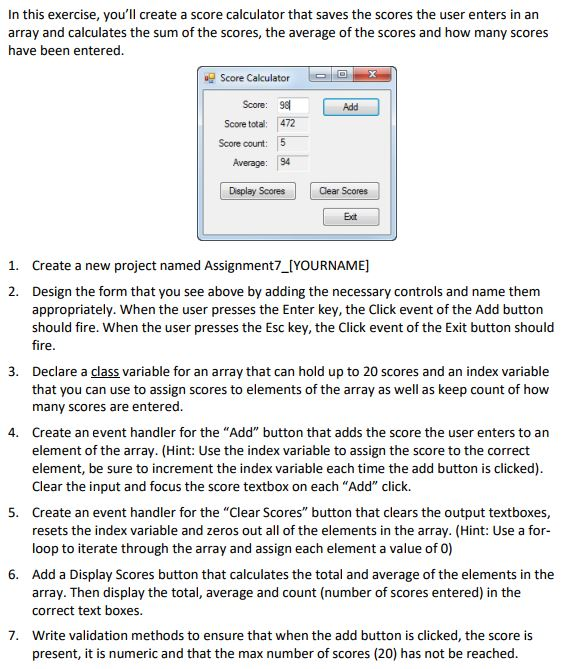 Solved In this exercise, you'll create a score calculator | Chegg.com Solved In this exercise, you'll create a score calculator | Chegg.com