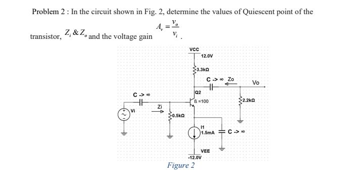 Solved Problem 2: In the circuit shown in Fig. 2, determine | Chegg.com