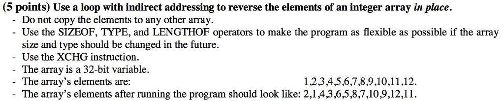 Solved Use A Loop With Indirect Addressing To Reverse The