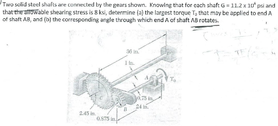 Solved Two solid steel shafts are connected by the gears | Chegg.com