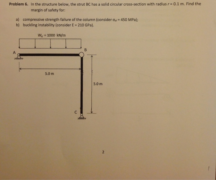 Solved In the structure below, the strut BC has a solid | Chegg.com