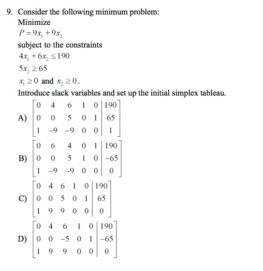 Solved Consider the following minimum problem: Minimize P = | Chegg.com