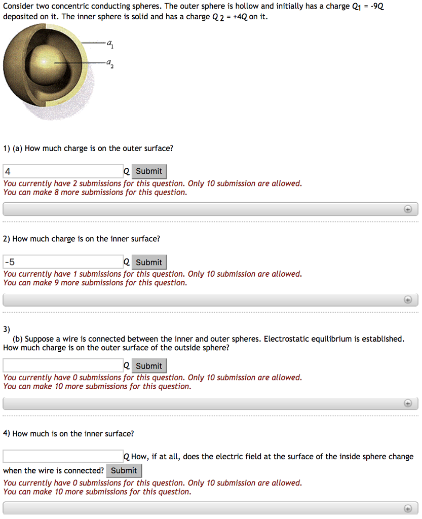 Solved Consider two concentric conducting spheres. The outer | Chegg.com