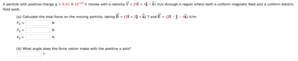 Solved A particle with positive charge q = 9.61 times 10^-19 | Chegg.com