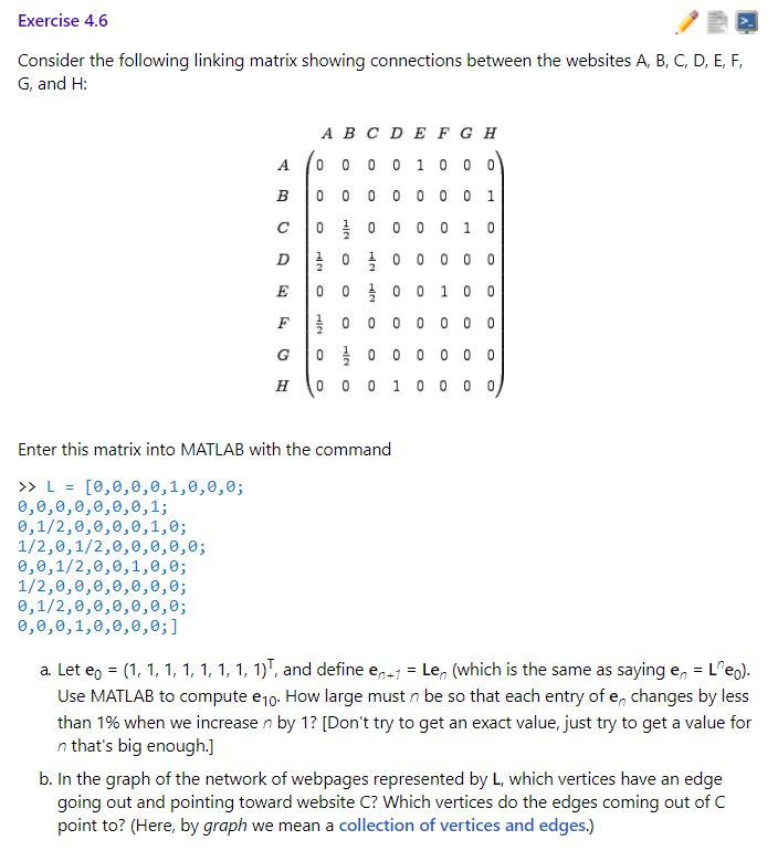 Solved Consider the following linking matrix showing | Chegg.com