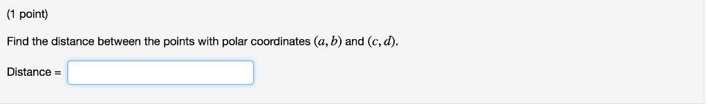 Solved 1 point) Find the distance between the points with | Chegg.com
