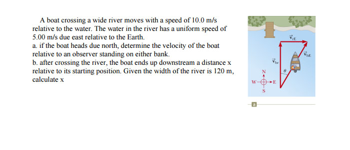 Solved A boat crossing a wide river moves with a speed of | Chegg.com