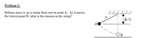 Solved Problem 2: Release mass m on a string from rest at | Chegg.com