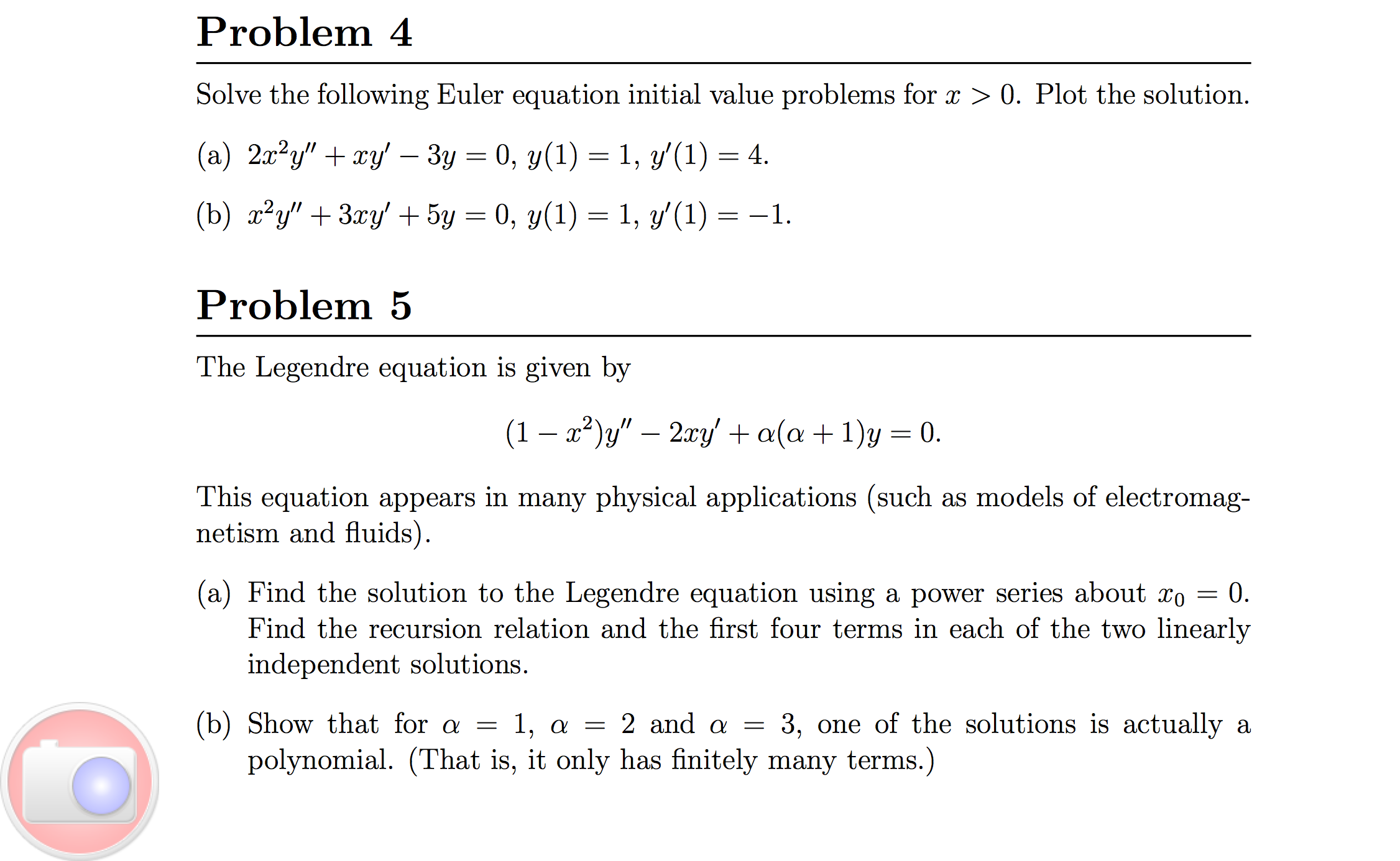 Solved Solve the following Euler equation initial value | Chegg.com
