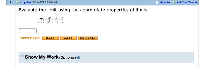 Solved Evaluate the limit using the appropriate properties | Chegg.com