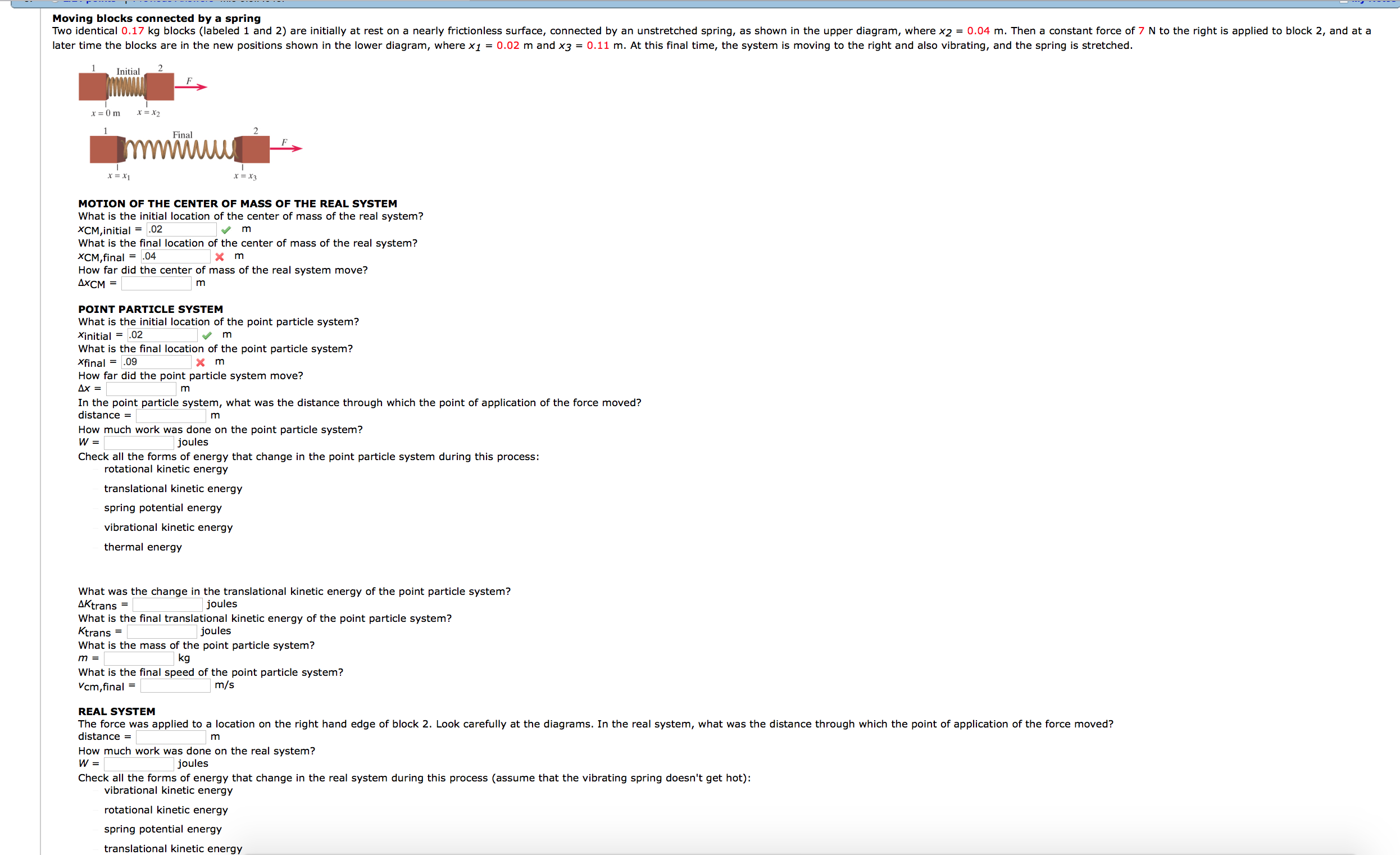 Moving blocks connected by a spring Two identical | Chegg.com