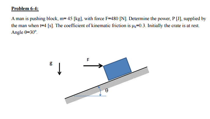 Solved Problem 6-4: A man is pushing block, m = 45 [kg], | Chegg.com