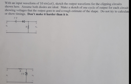 Solved With an input waveform of 10 sin(omegat). sketch the | Chegg.com