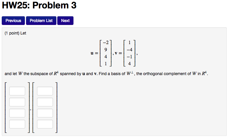 Solved HW25: Problem 3 Previous Problem List Next (1 point) | Chegg.com