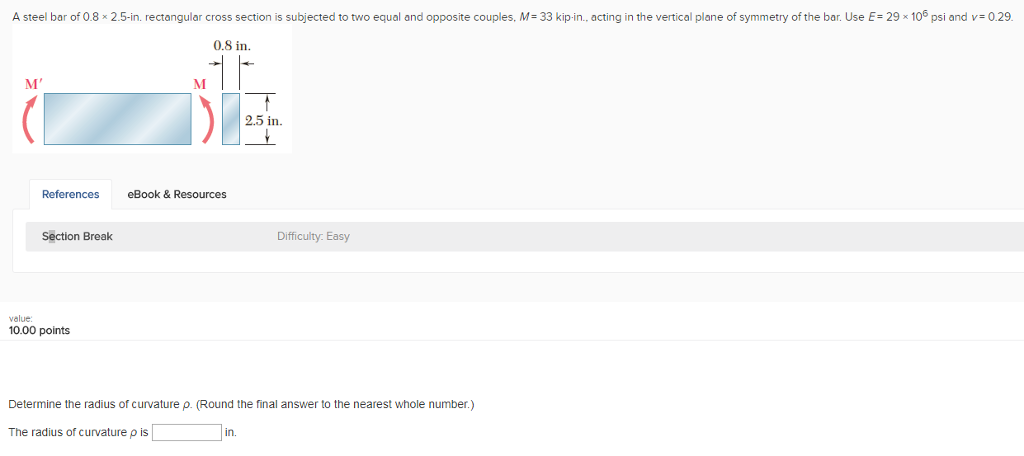 Solved A steel bar of 0.8 x 2.5-in. rectangular cross | Chegg.com