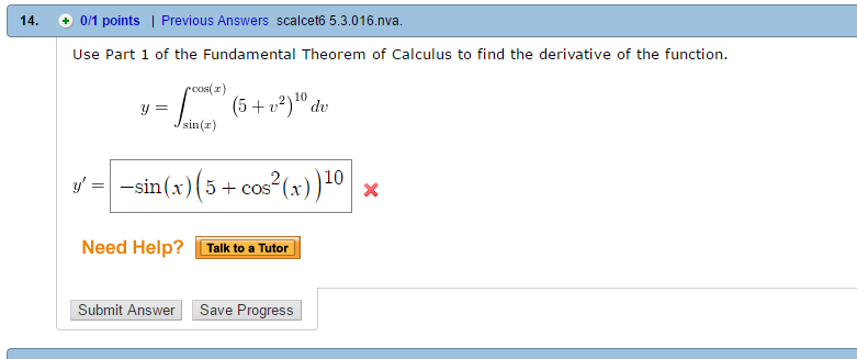 Solved Use Part 1 Of The Fundamental Theorem Of Calculus To