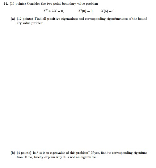Solved 14. (16 points) Consider the two-point boundary value | Chegg.com