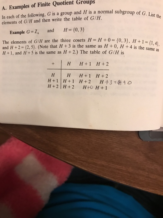 Solved A. Examples of Finite Quotient Groups In each of the | Chegg.com