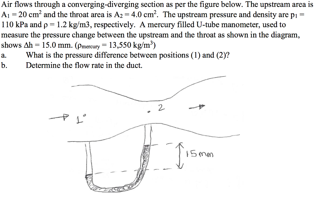 Solved Air flows through a converging-diverging section as | Chegg.com