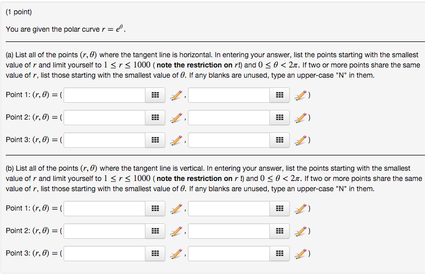 Solved You are given the polar curve r = e^theta. (a) List | Chegg.com