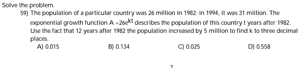 Solved Solve the problem. 59) The population of a particular | Chegg.com