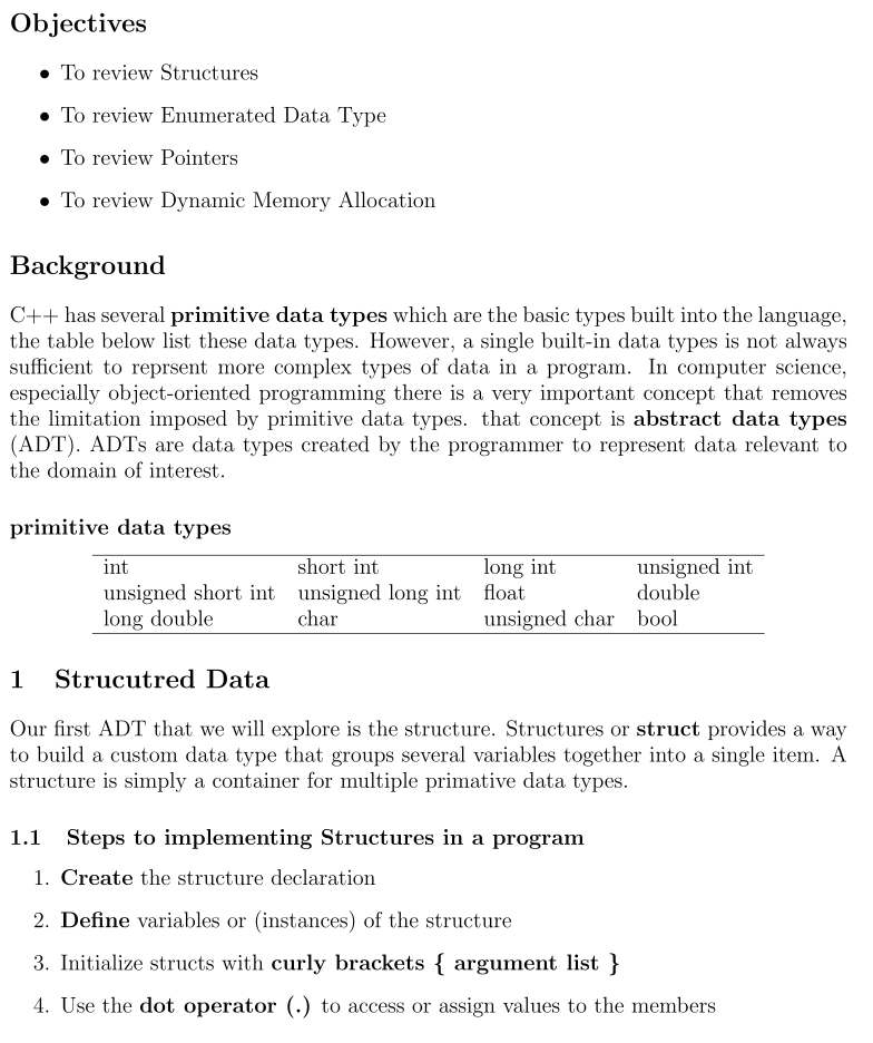 Solved Objectives » To review Structures . To review | Chegg.com