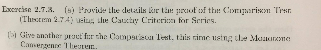Solved Provide the details for the proof of the Comparison | Chegg.com