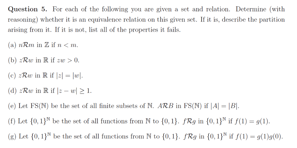 Solved For each of the following you are given a set and | Chegg.com