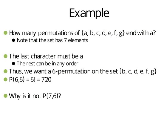 Solved Example How many permutations of fa, b, c, d, e,f, g} | Chegg.com