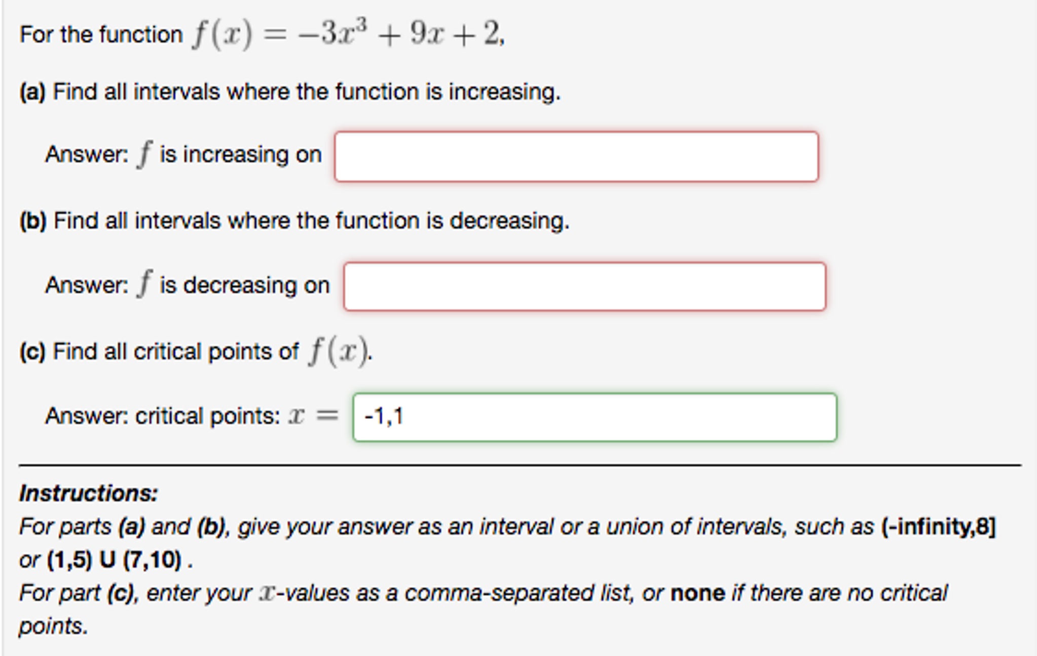 Solved For The Function F x 3x 3 9x 2 Find All Chegg
