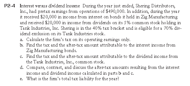 Solved Interest versus dividend income During the year just | Chegg.com