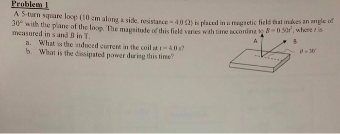 Solved A 5-turn square loop (10 cm along a side, resistance | Chegg.com