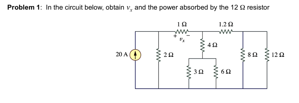 Solved Problem 1: In the circuit below, obtain and the power | Chegg.com