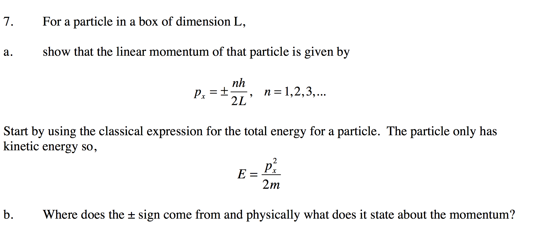 Solved For A Particle In A Box Of Dimension L Show That The 