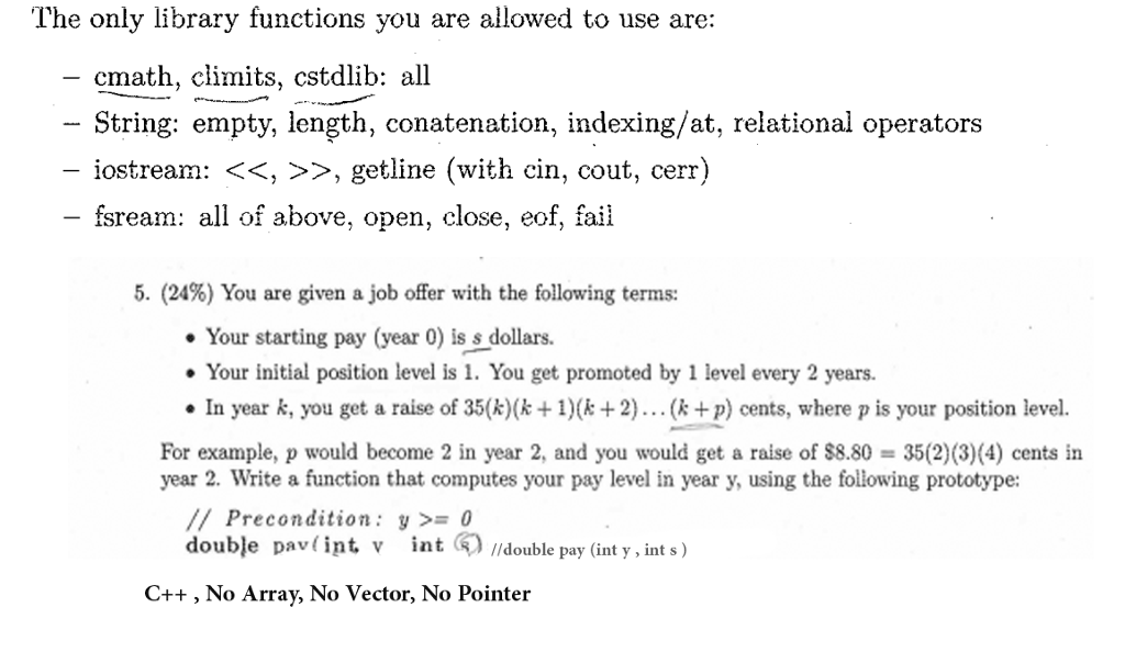 Solved The only library functions you are allowed to use | Chegg.com