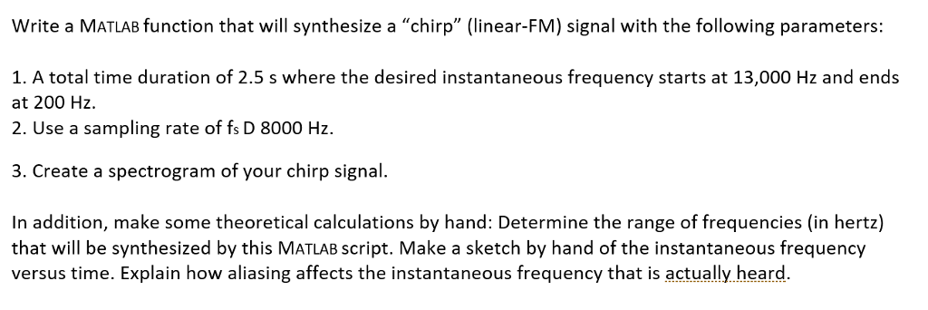 Solved Write A Matlab Function That Will Synthesize A 0115
