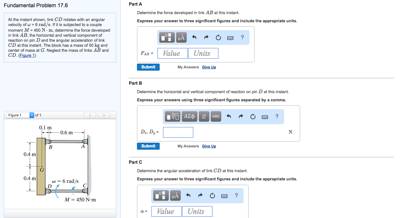 Solved At The Instant Shown Link Cd Rotates With An Angular 2305