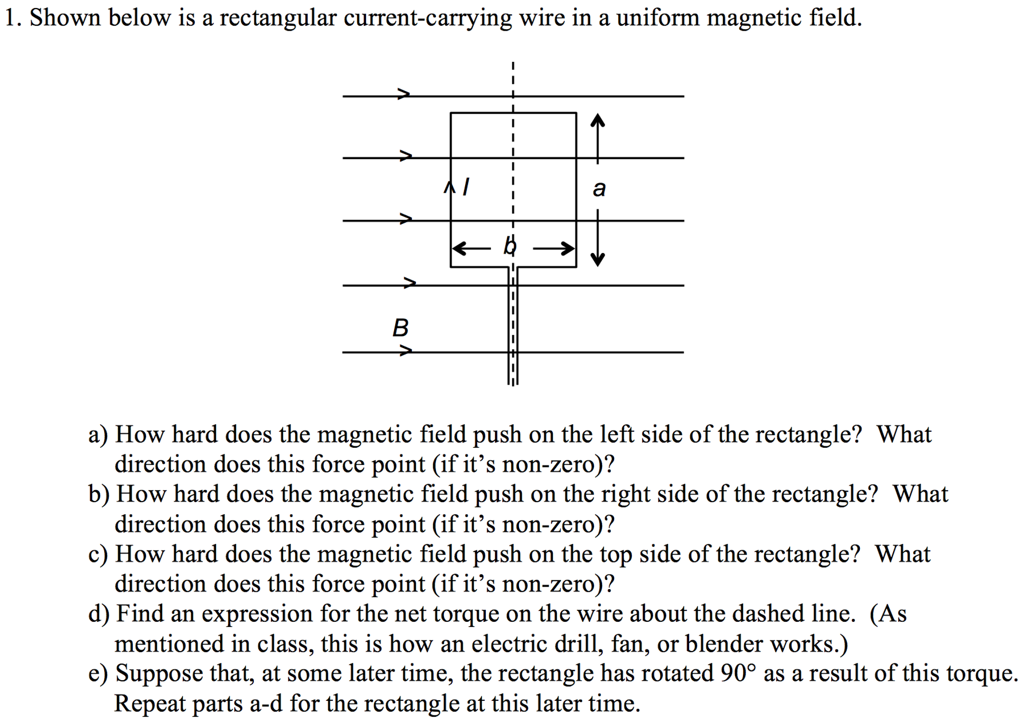 Solved Shown below is a rectangular current-carrying wire in | Chegg.com