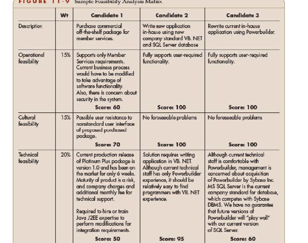 Feasibility Analysis Matrix
