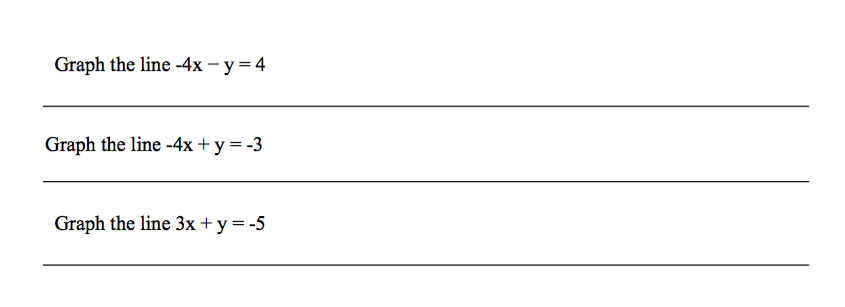 Solved Graph the line -4x - y = 4 Graph the line -4x + y = | Chegg.com