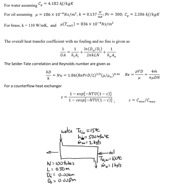 Solved 4. A shell and tube heat exchanger with single shell | Chegg.com